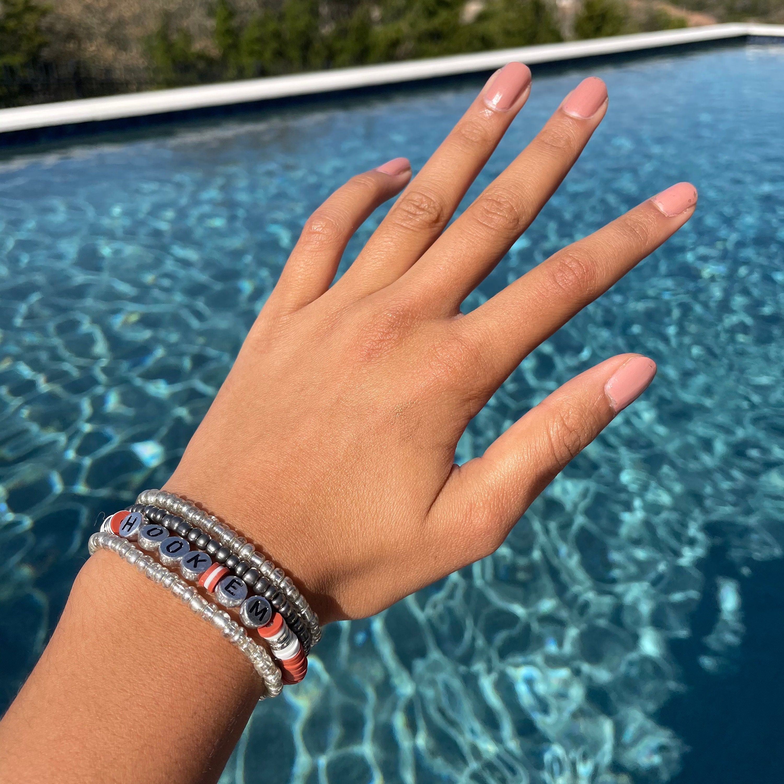 Custom Collegiate Beaded Bracelets, Heishi Bead Bracelet, Personalized ...