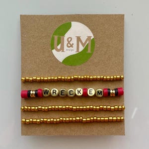 Custom Collegiate Beaded Bracelets, Heishi Bead Bracelet, Personalized ...