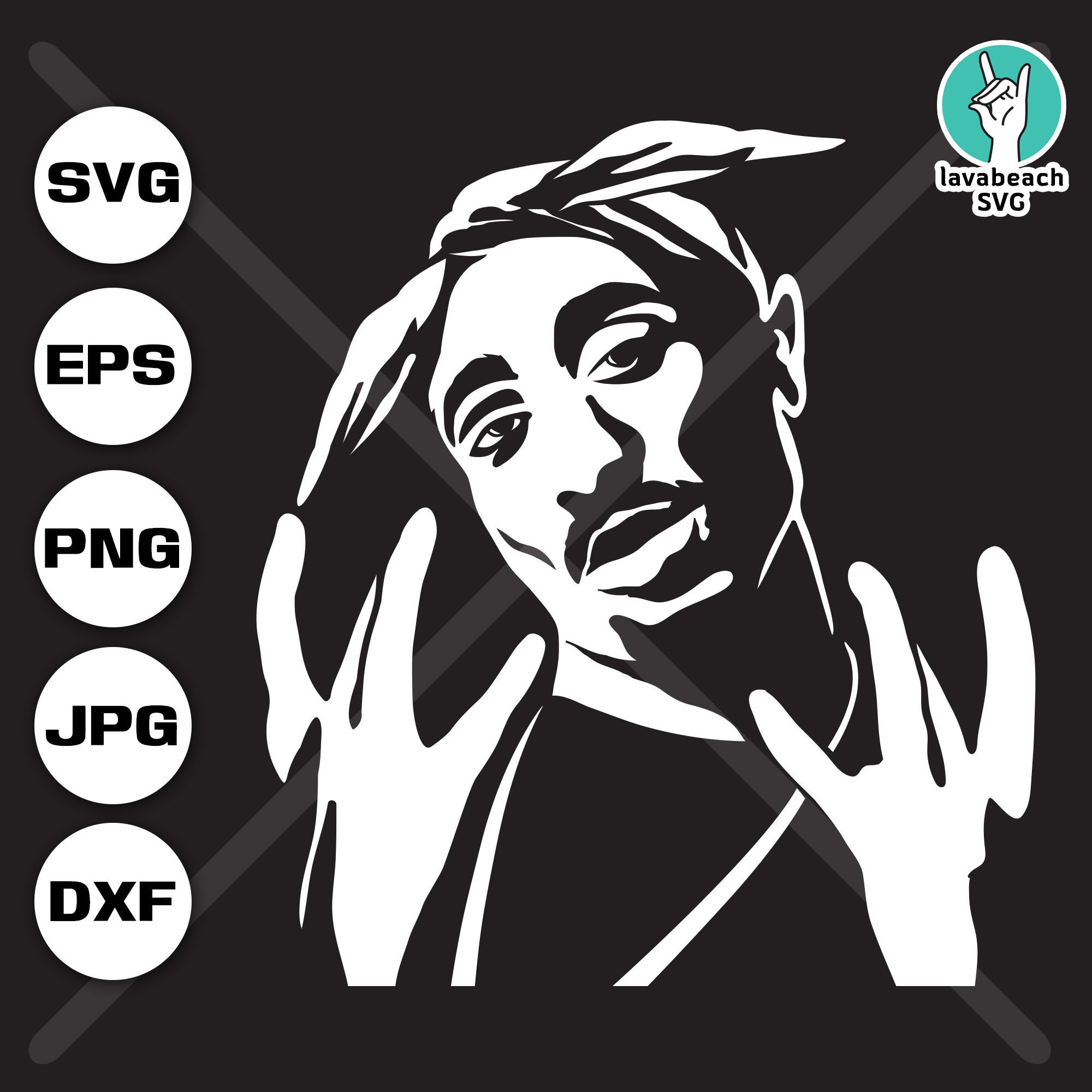 2PAC SVG Cutting Files, Tupac Digital Clip Art, Tupac Shakur Portrait ...