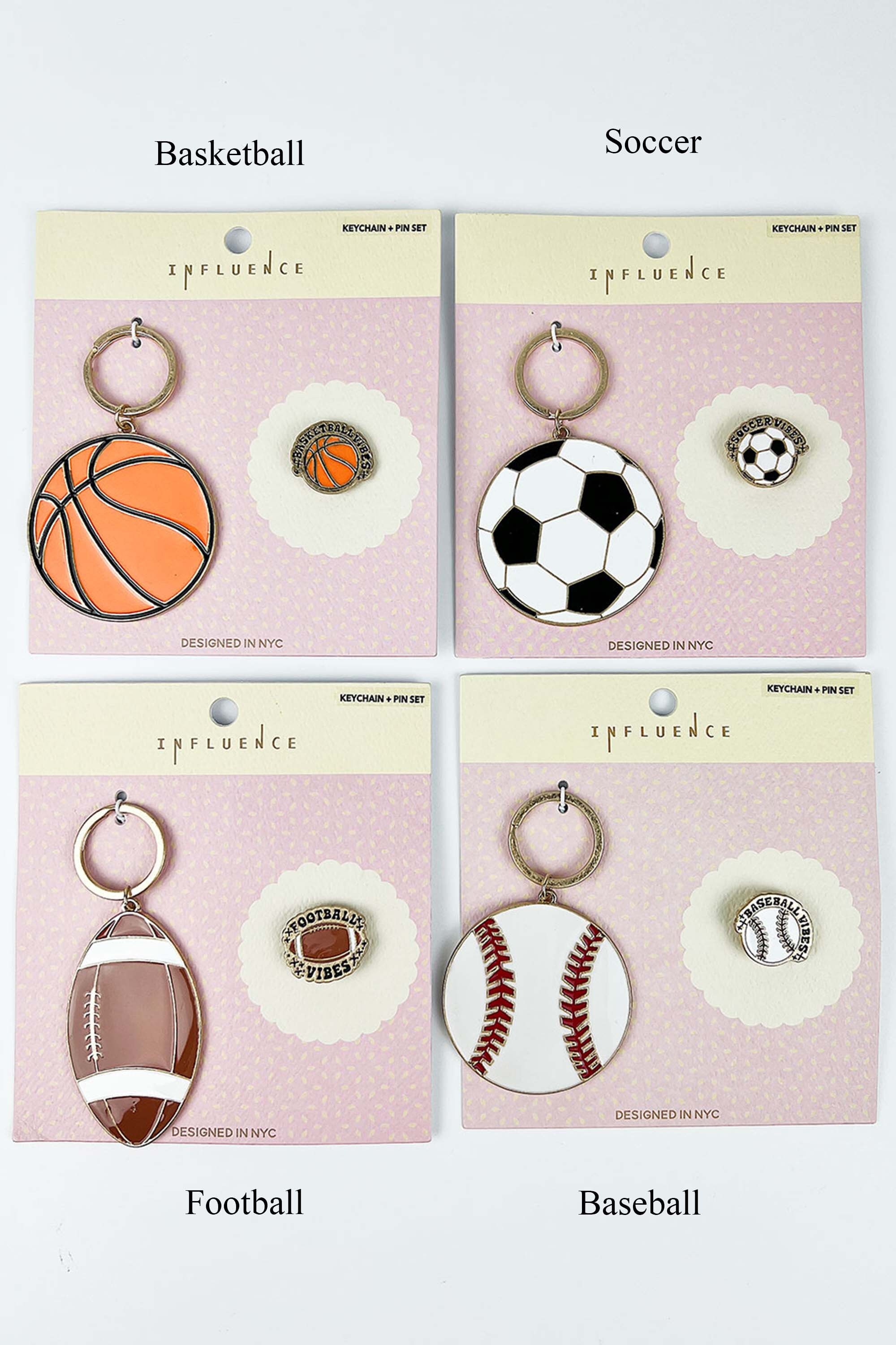 Sports Ball Enamel Keychain With Pin Set, Keychain, Sports Keychain ...