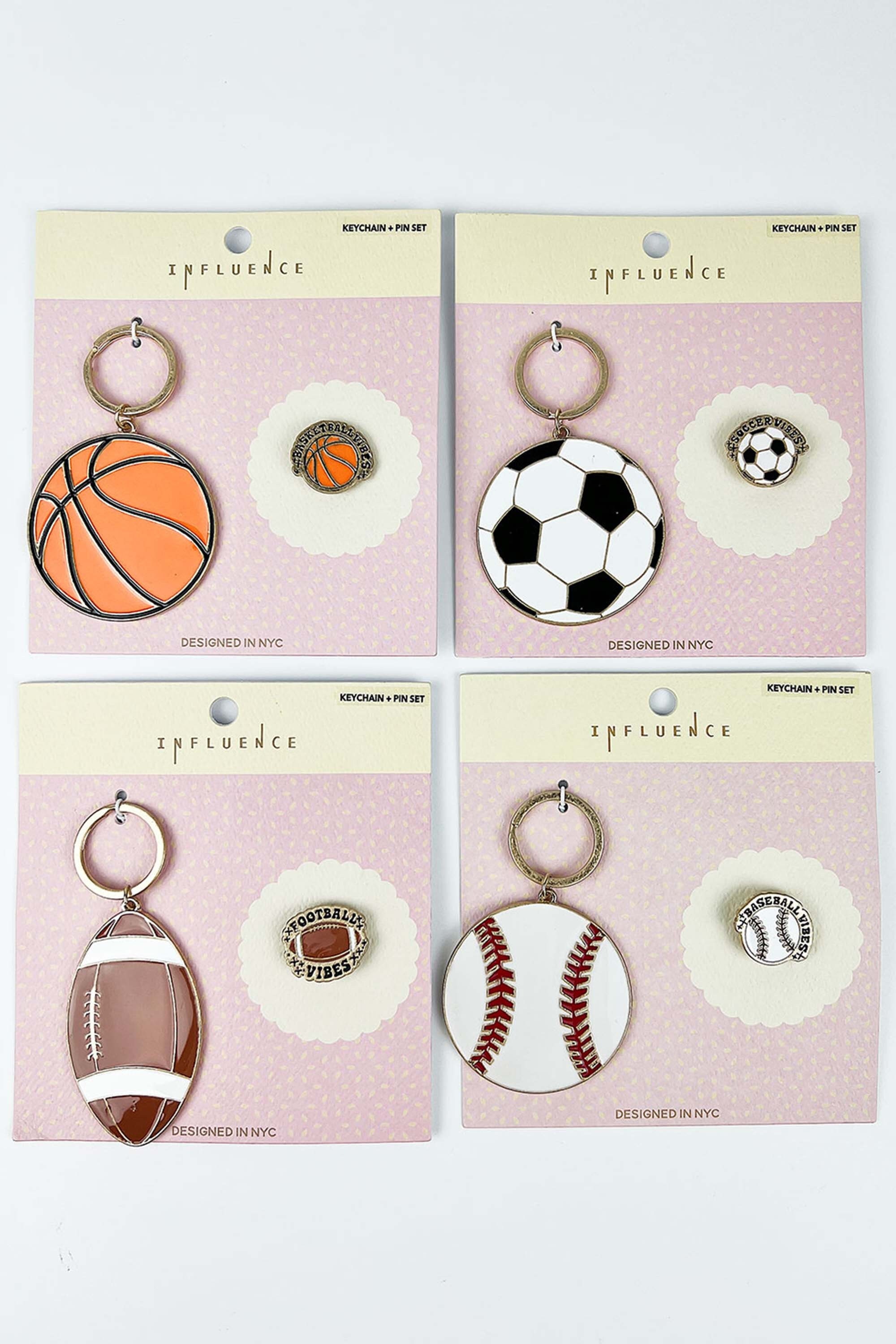 Sports Ball Enamel Keychain With Pin Set, Keychain, Sports Keychain ...
