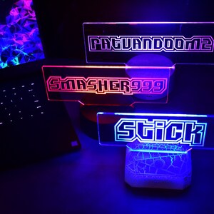 Custom Gamertag LED Lamp, NEW Fonts! Personalized Gamer Tag LED Light ...