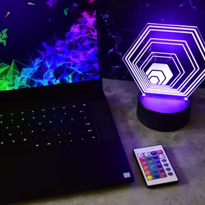 HEX Futuristic Abstract Glowing LED Art Night Desk Lamp Crypto Bitcoin ...