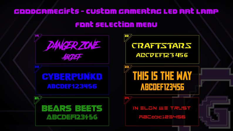 Custom Gamertag LED Lamp NEW Fonts Personalized Gamer Tag - Etsy