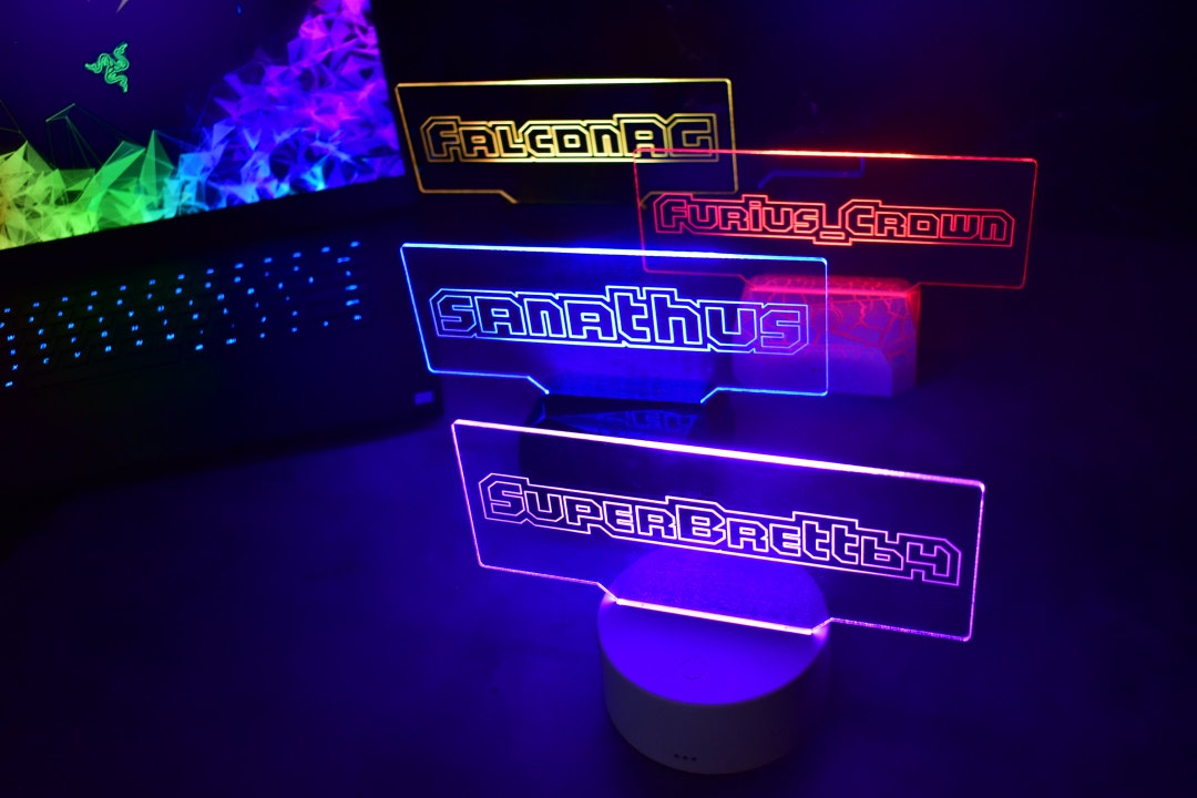 Custom Gamertag LED Lamp, NEW Fonts! Personalized Gamer Tag LED Light ...