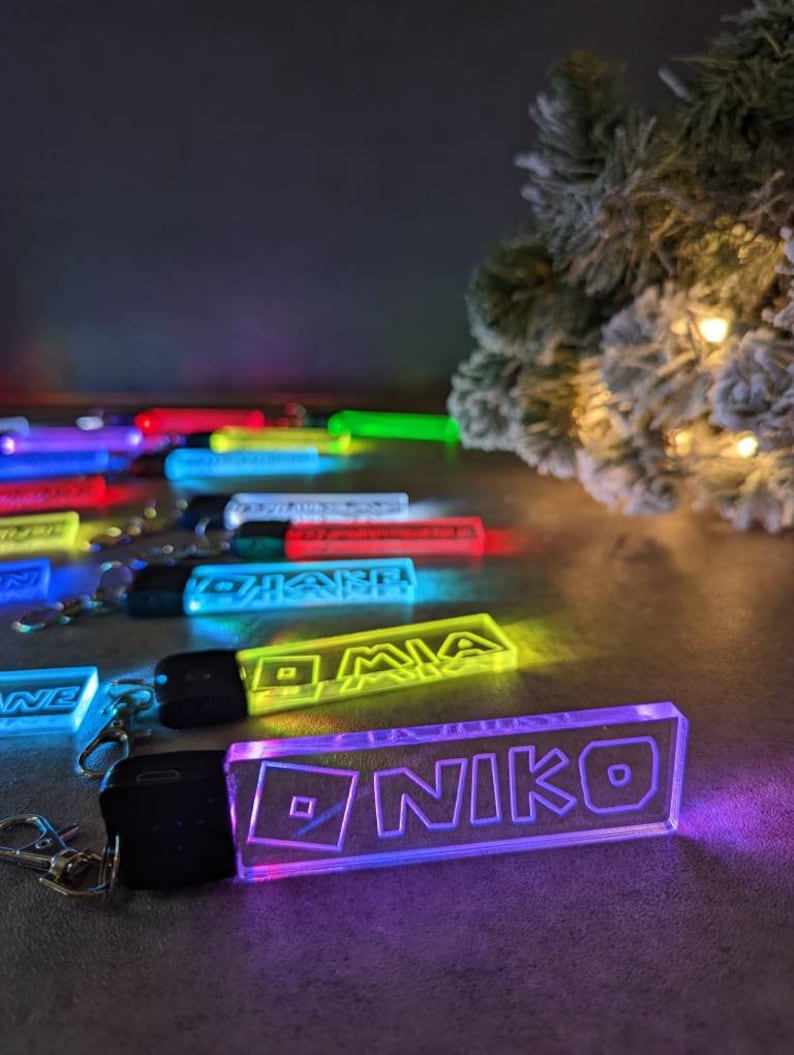 Custom ROBLOX Theme Name Tag LED Keychain Stocking Stuffer - Etsy