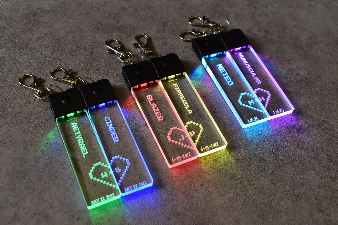Personalized Gamer Couple LED Keychain Set Custom Christmas - Etsy