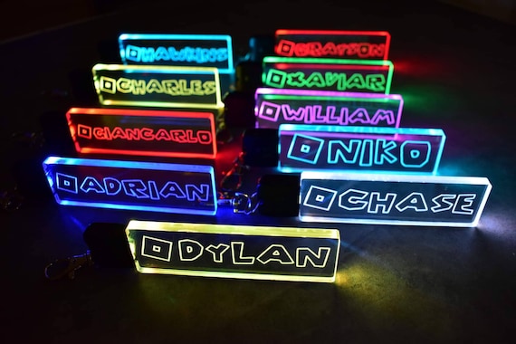 Custom ROBLOX Theme Name Tag LED Keychain Personalized - Etsy