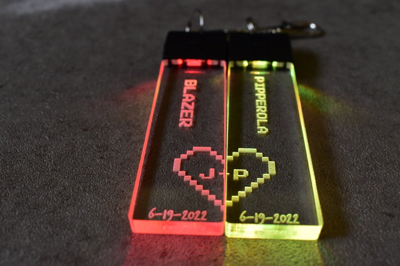 Personalized Gamer Couple LED Keychain Set Custom Valentine - Etsy