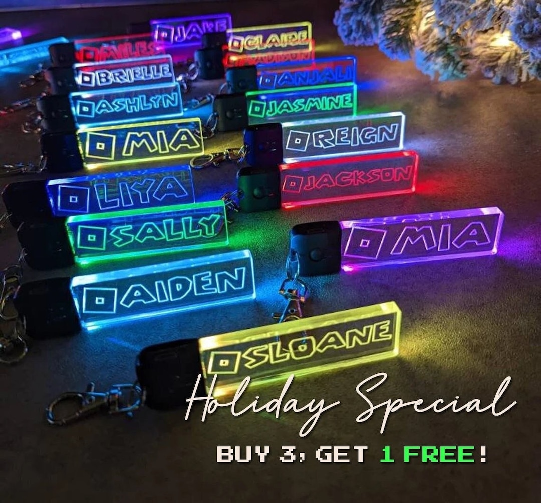Custom ROBLOX Theme Name Tag LED Keychain Christmas, Holiday Gift Idea ...