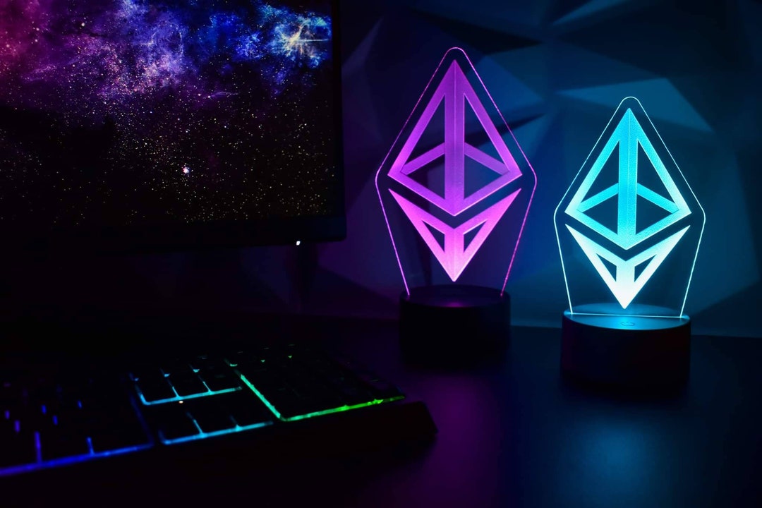 Ethereum Glowing LED Art | ETH Desk Lamp | Crypto Gift for Boyfriend ...