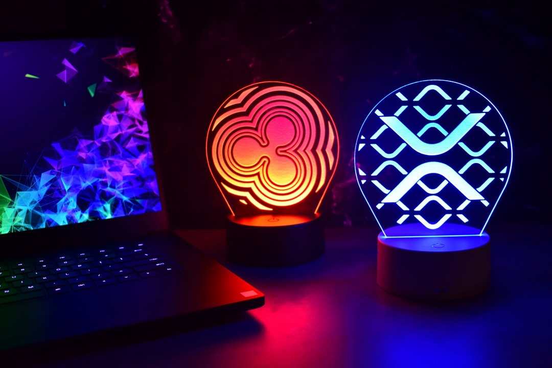 Ripple XRP Glowing LED Art Night Desk Lamp Crypto Bitcoin Dogecoin ...
