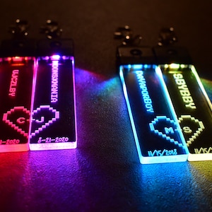 Personalized Gamer Couple LED Keychain Set | Custom Valentines or ...