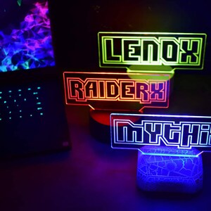 Custom Gamertag LED Lamp, NEW Fonts! Personalized Gamer Tag LED Light ...