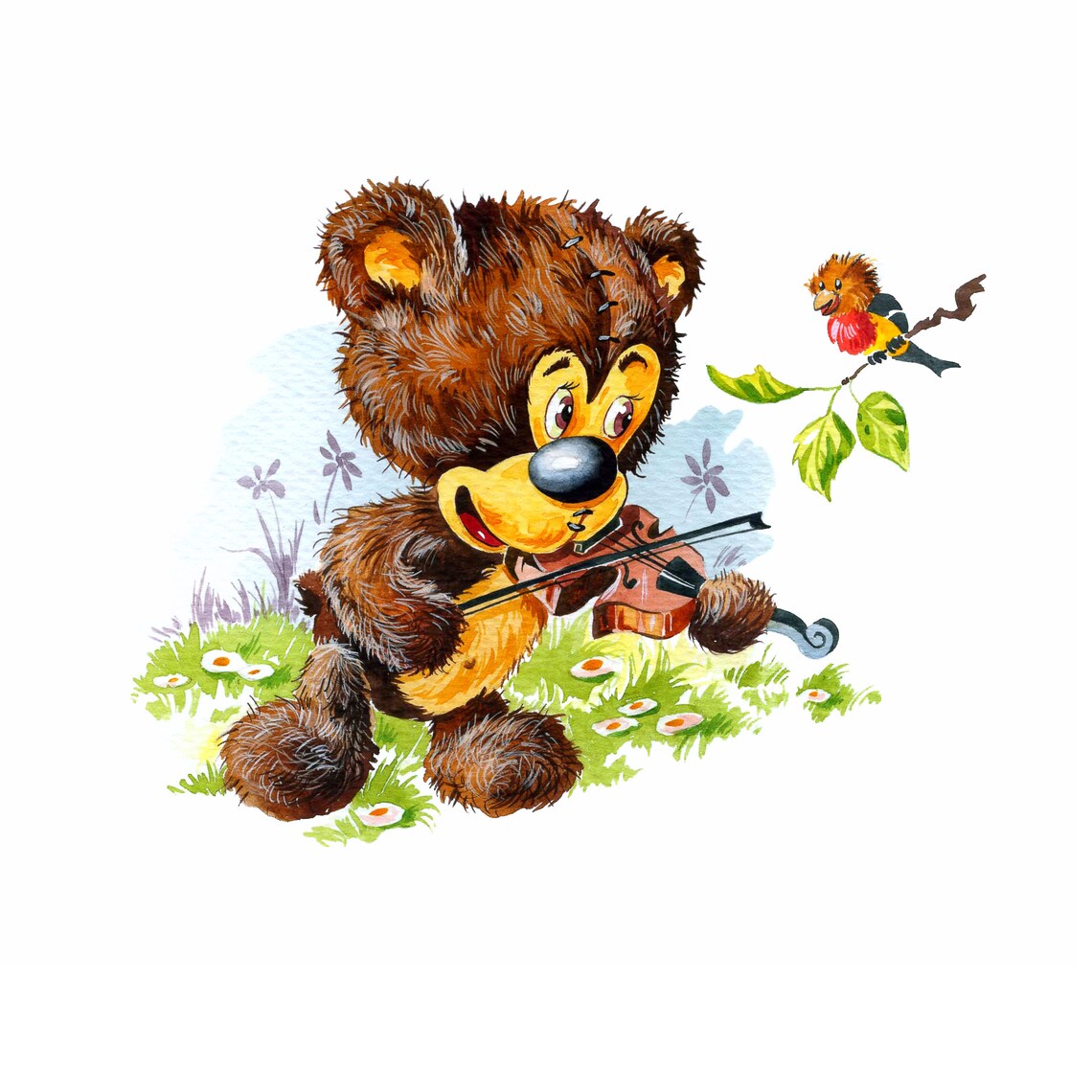 Teddy Bear Playing the Violin Print, Nursery Art, Printable Wall Art ...