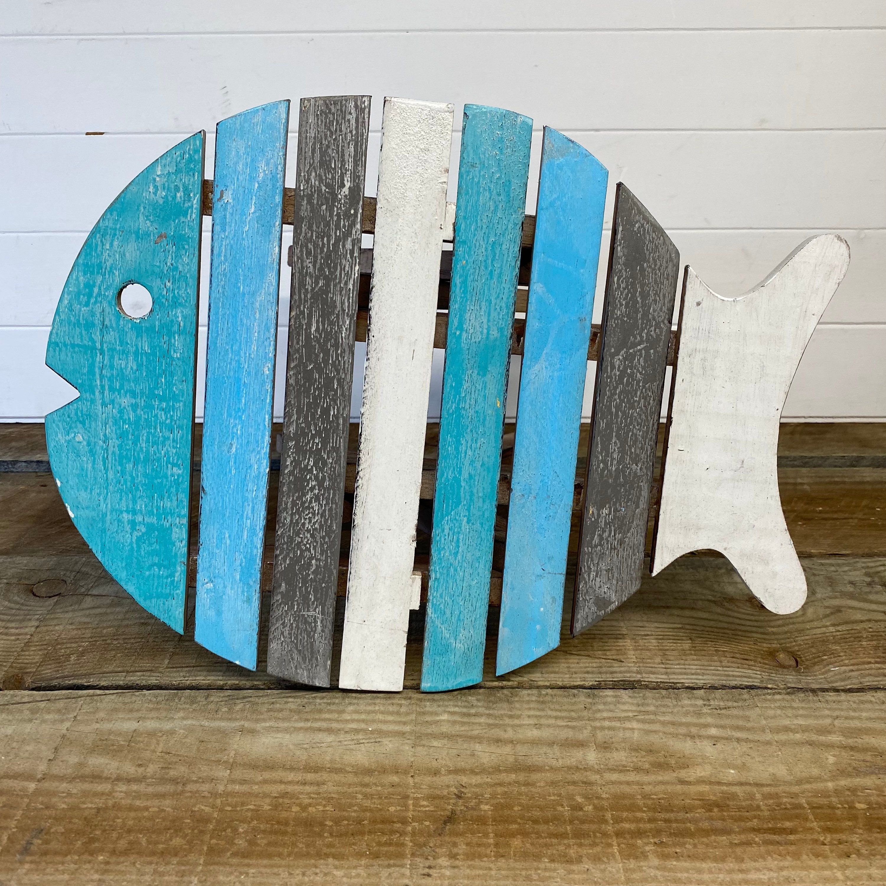 Wooden Folding Fish Shaped Table With Distressed Finish - Etsy