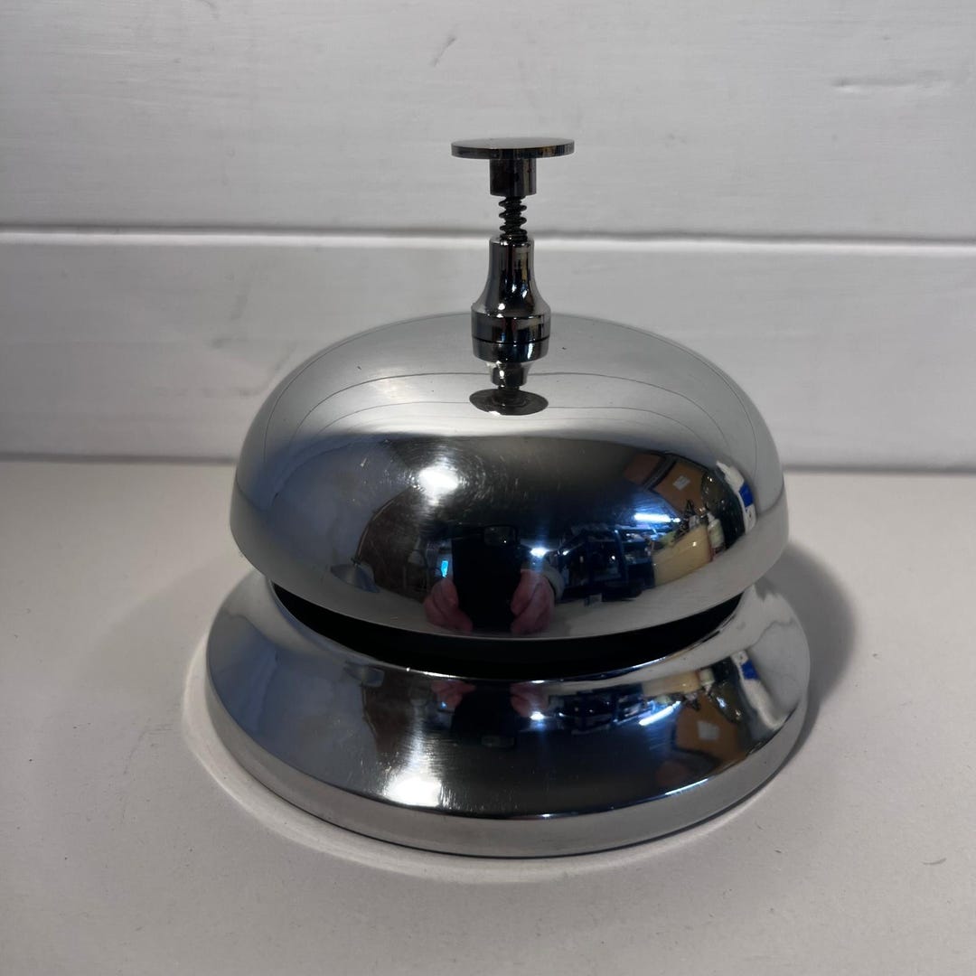 Silver Reception Desk Bell With Silver Base – Service Bell 12cm X 10cm ...