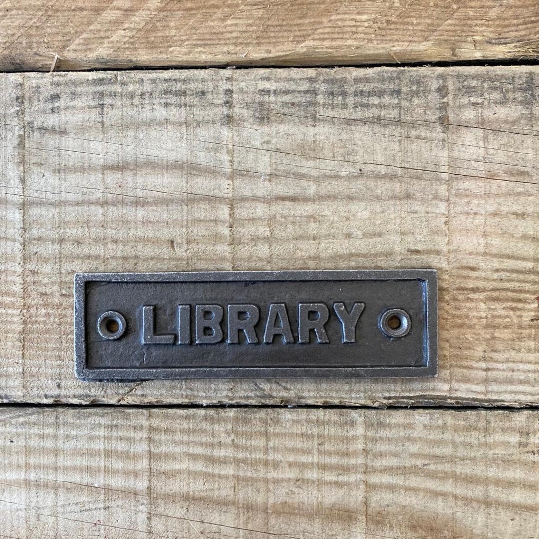 Library Cast Iron Door Plaque/sign, - Etsy