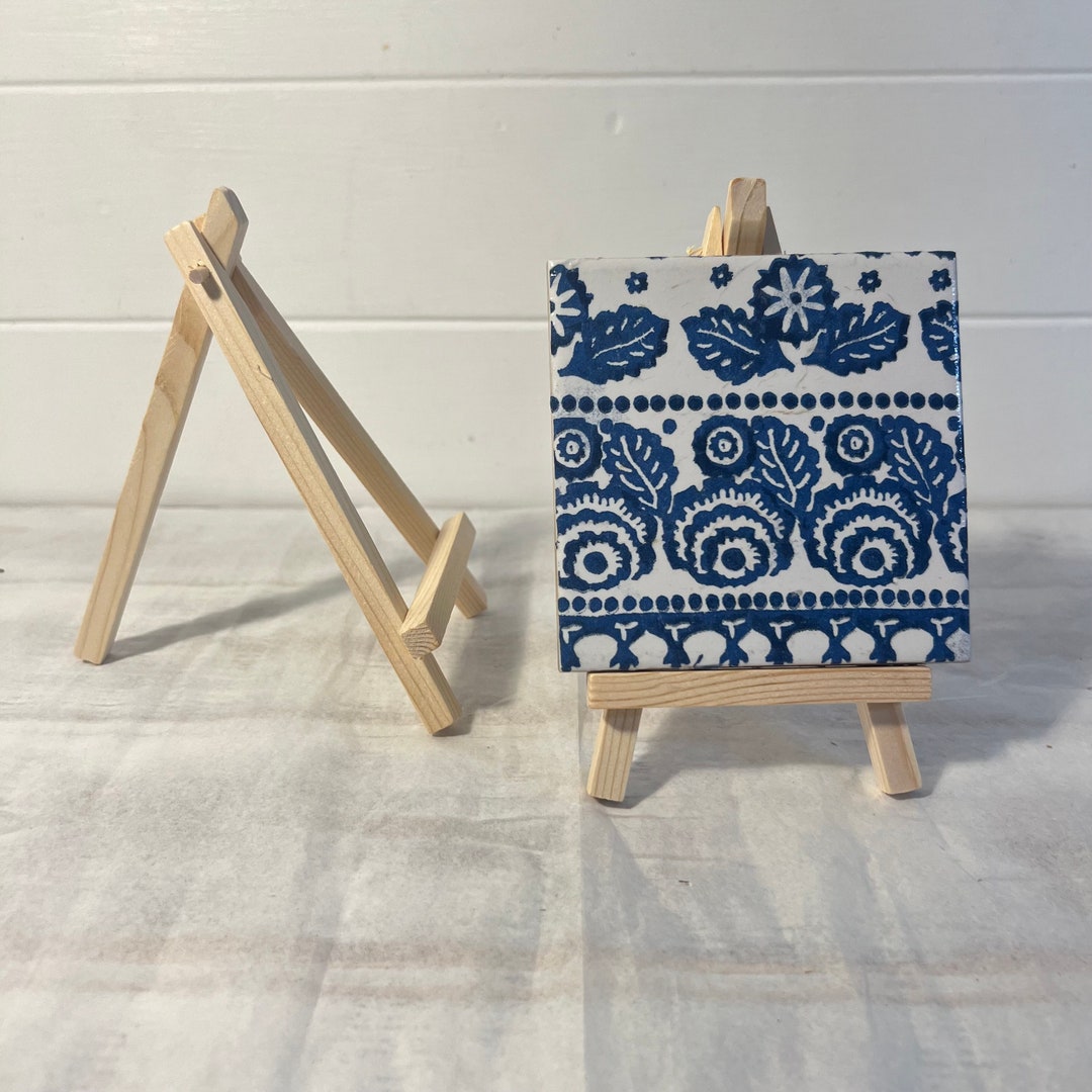Two Compact Wooden Display Easels- 15cm High: Perfect for Small ...