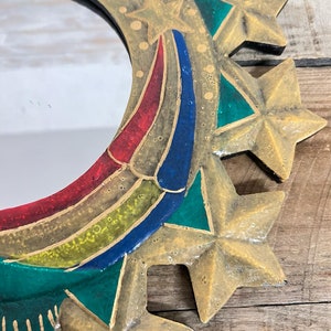WOODEN Celestial MIRROR Features a Crescent Shaped Moon - Etsy