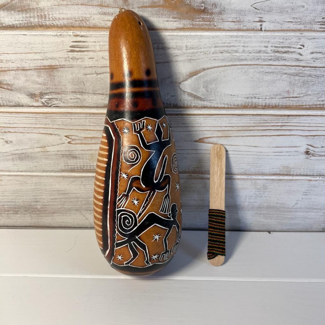 Traditional Peruvian Fairtrade GOURD GUIRO and SHAKER Carved Shaker ...