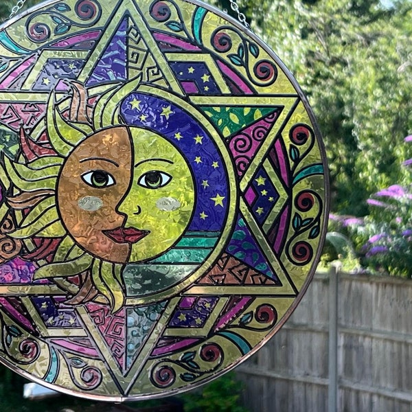 Stained Glass Sun and Moon - Etsy