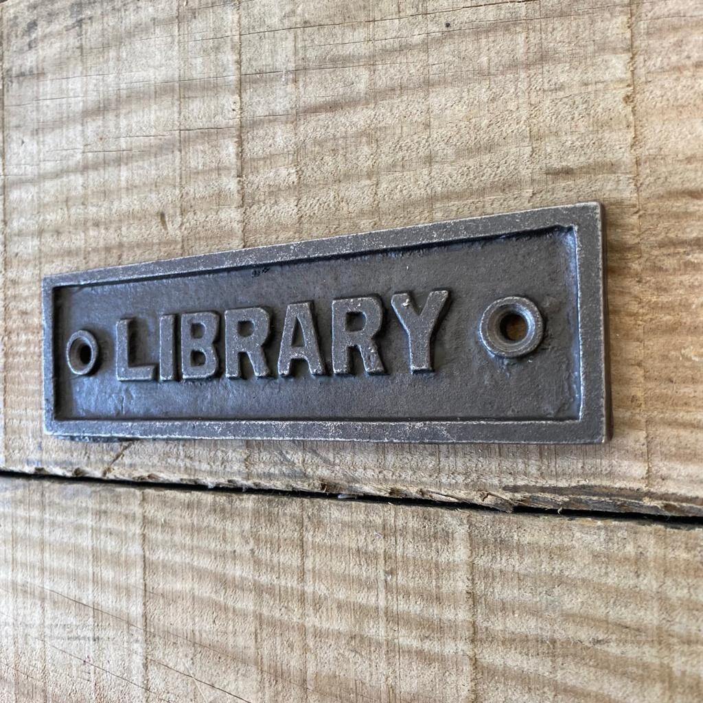 Library Cast Iron Door Plaque/sign - Etsy