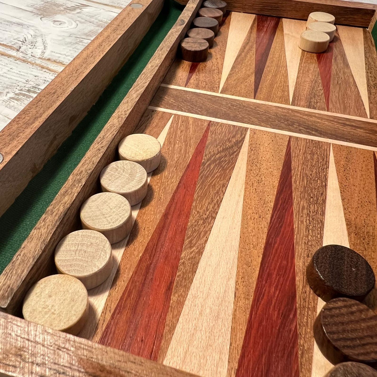 Classic Wooden Inlaid Backgammon Set - 36cm X 26cm, Includes Wooden ...
