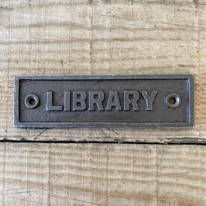 Library Cast Iron Door Plaque/sign - Etsy