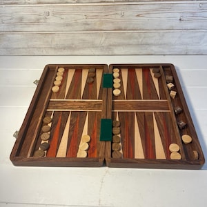 Large WOODEN Inlaid BACKGAMMON SET 41cm X 36cm | Classic Strategy Board ...