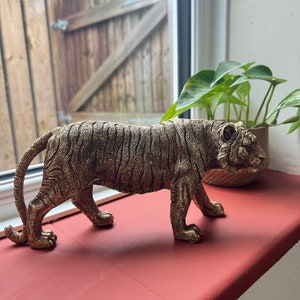 Handcrafted Bronze-effect Tiger Statue - Elegant and Decorative ...
