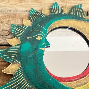 WOODEN Celestial MIRROR Features a Crescent Shaped Moon - Etsy