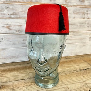 Red Moroccan Style Fez Hat With Black Tassel | Turkish Ottoman Fes ...