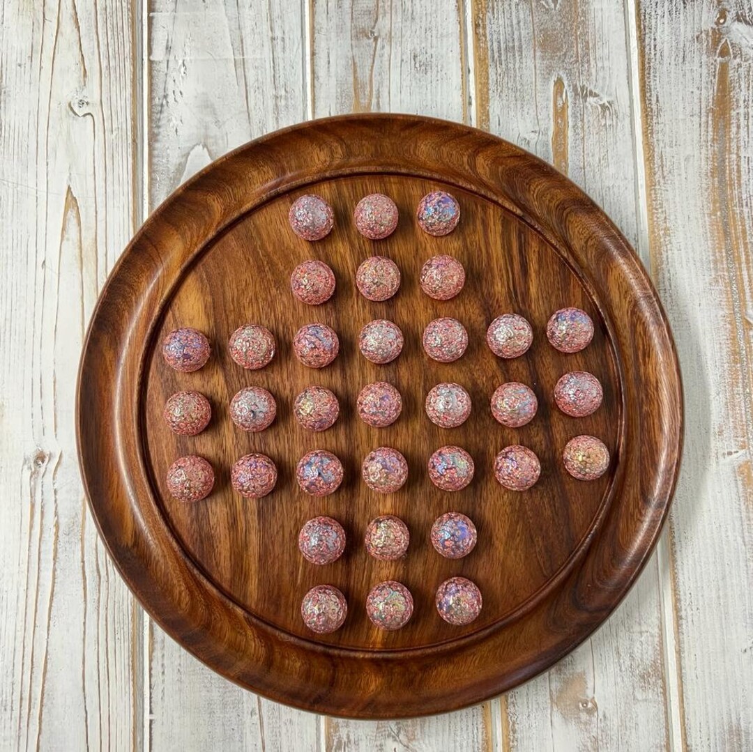 Large Polished Wooden Solitaire Set With Princess Speckled Pearlescent ...