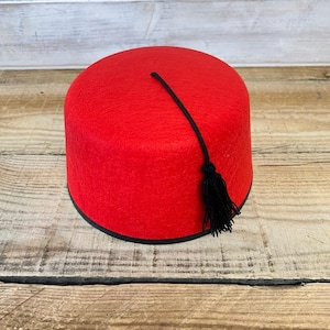 Red Moroccan Style Fez Hat With Black Tassel | Turkish Ottoman Fes ...