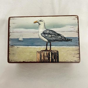 Wooden Keepsake Box With Seagull Design | Jewellery Box | Trinket Box ...