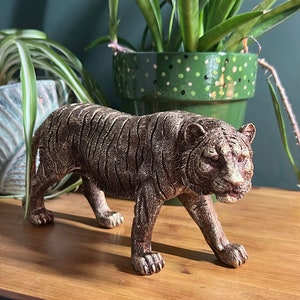 Handcrafted Bronze-effect Tiger Statue - Elegant and Decorative ...