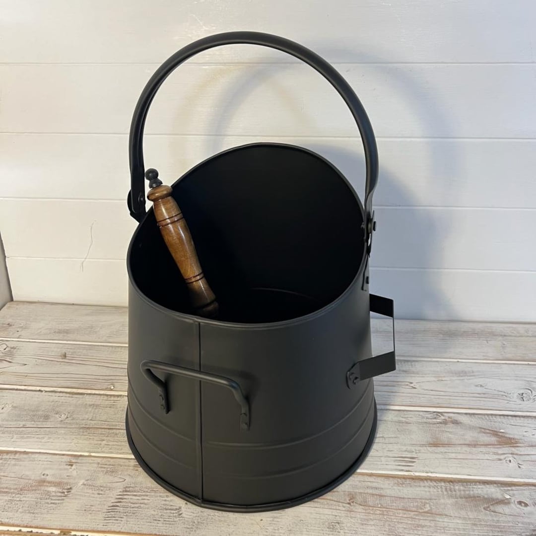 Straight Sided Matt Black Coal Bucket With Shovel Scuttle Hod BUILT IN ...