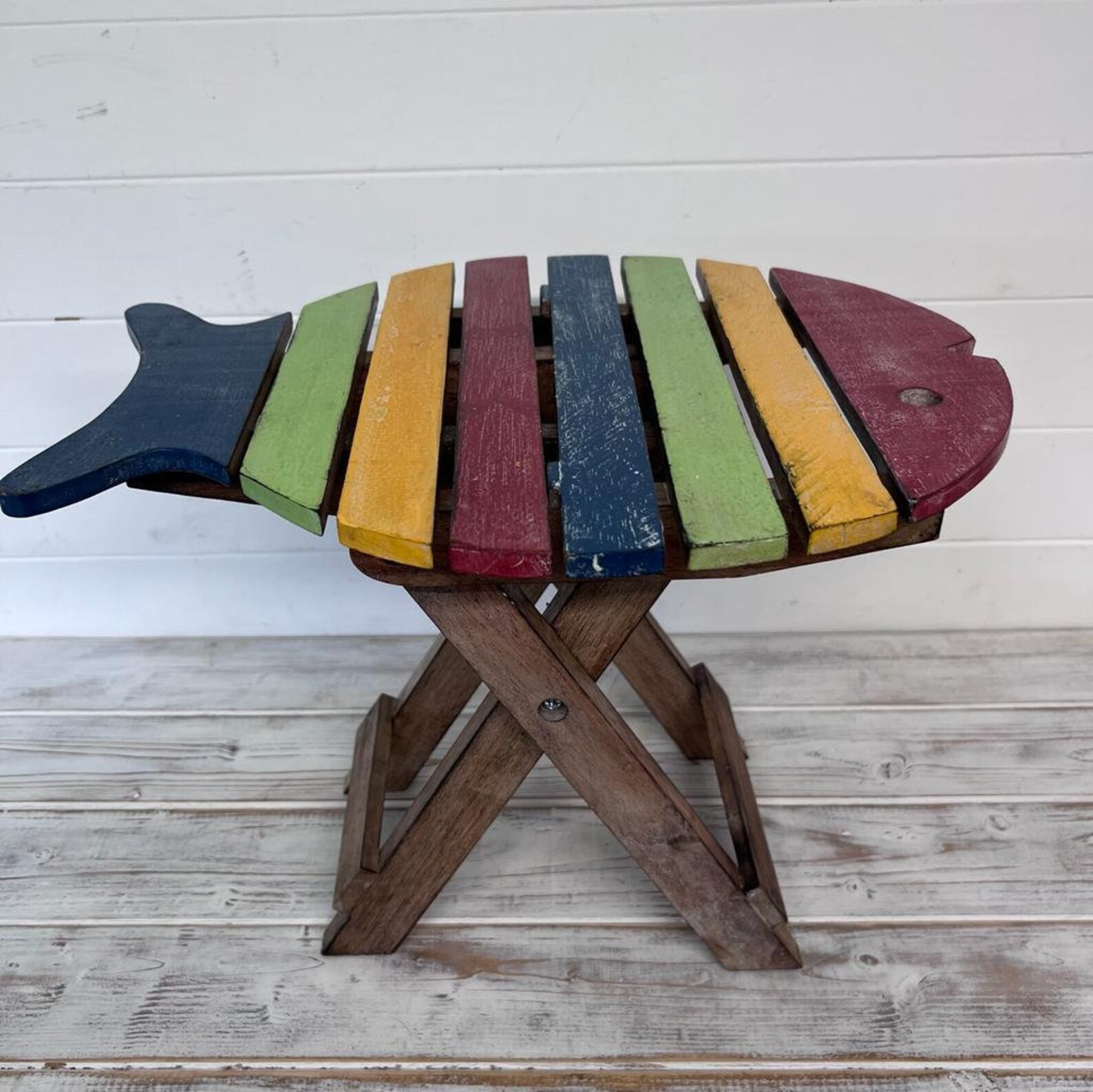 Multi Coloured Fishing Table With Distressed Finish - Etsy