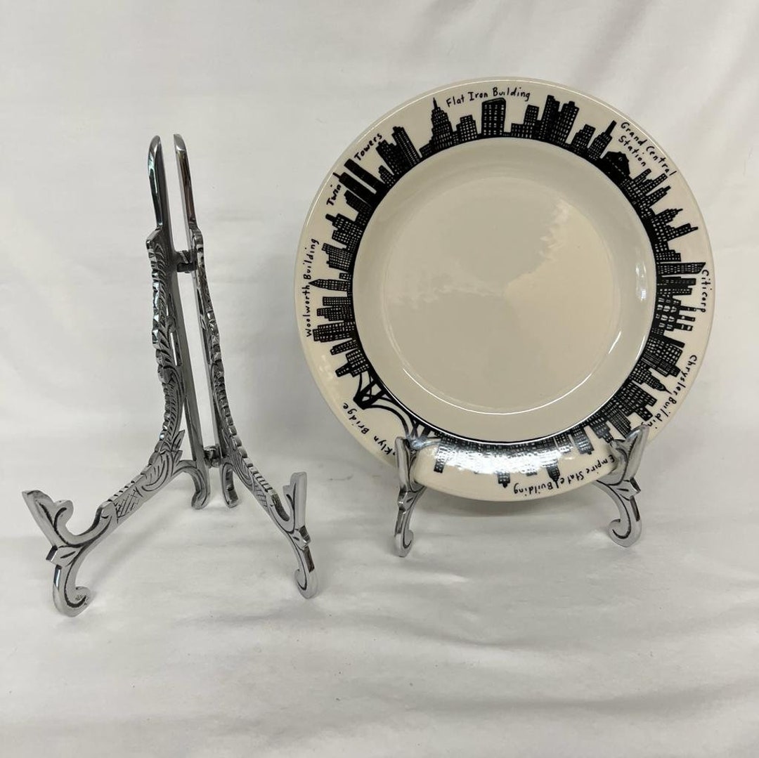 2 X Vintage Aluminium Large Silver Ornate Plate Stand Photo - Etsy