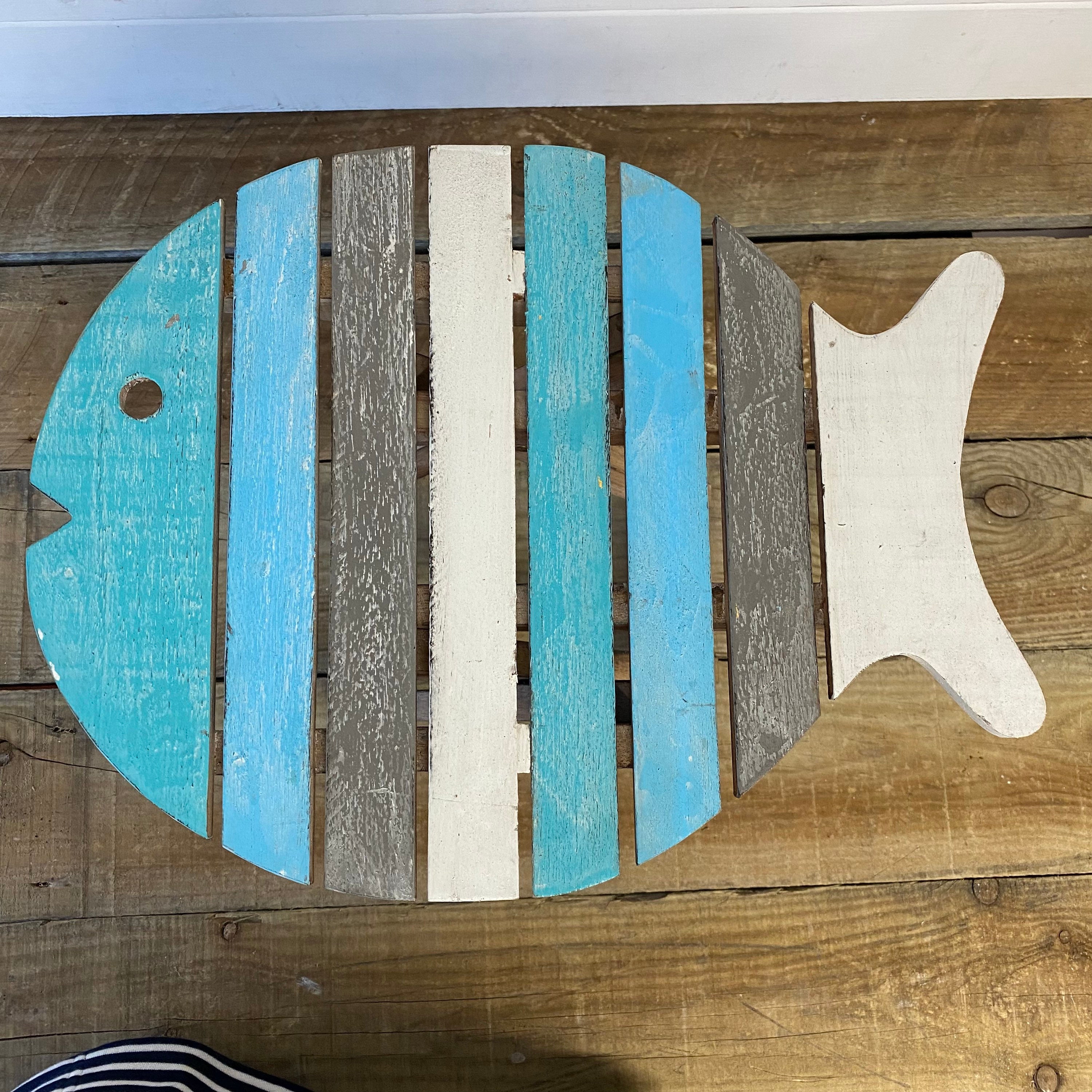 Wooden Folding Fish Shaped Table With Distressed Finish - Etsy