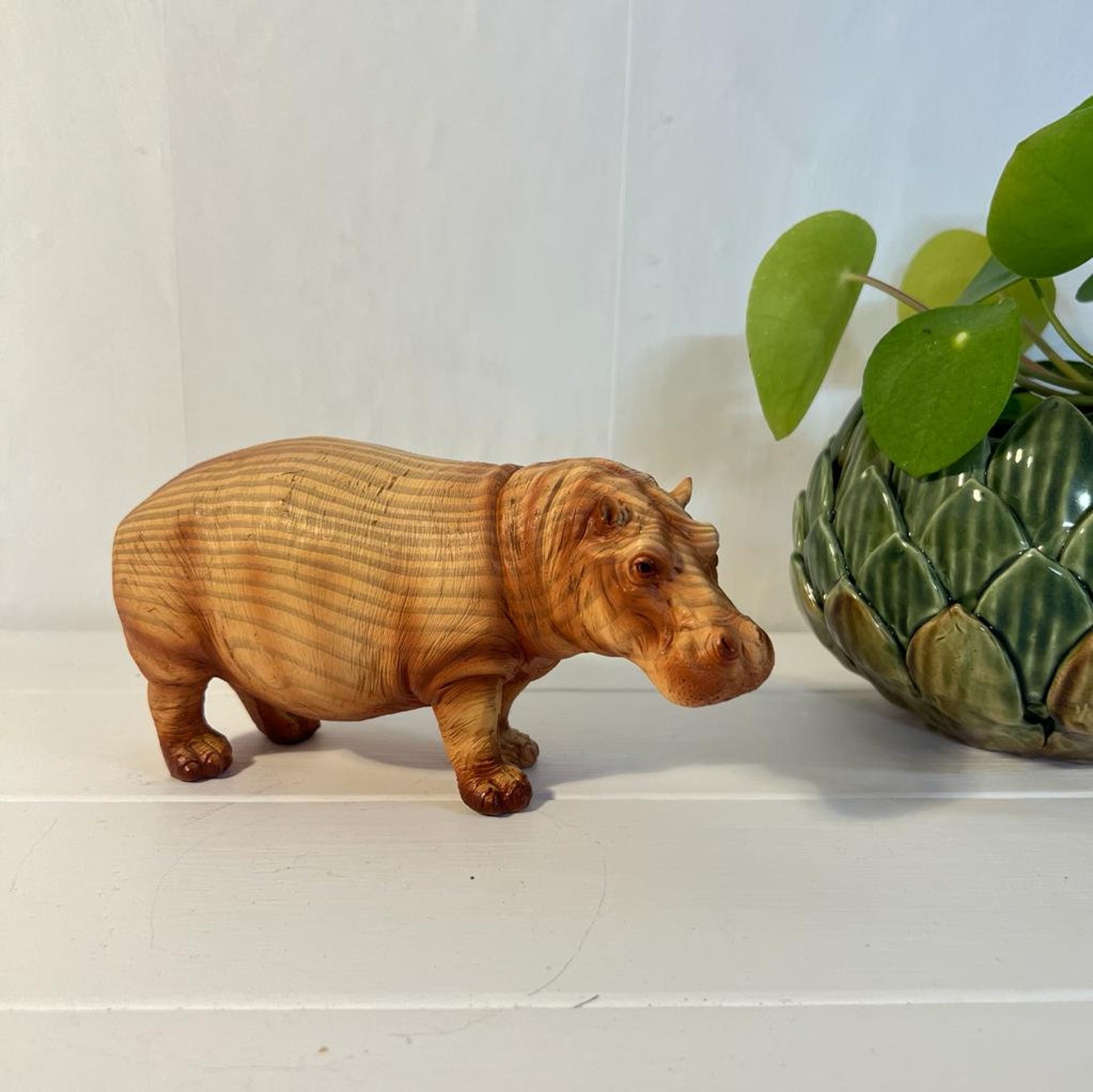 Hippopotamus in Wood Effect Resin ornaments for the Home Home ...