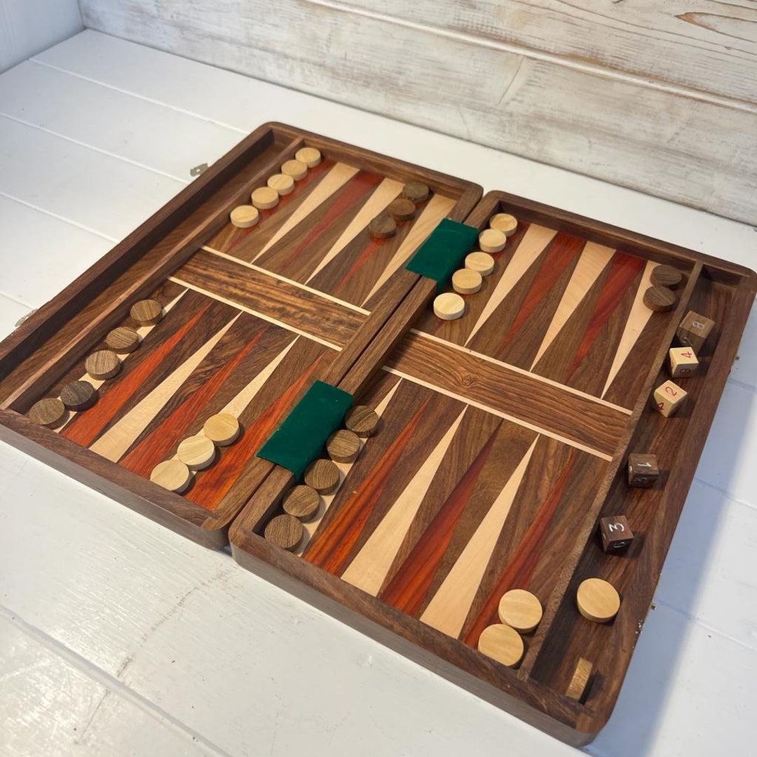 Large WOODEN Inlaid BACKGAMMON SET 41cm X 36cm | Classic Strategy Board ...