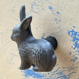 FOUR Cast Iron RABBIT Drawer Knobs / Kitchen Cupboard | Cast Iron ...