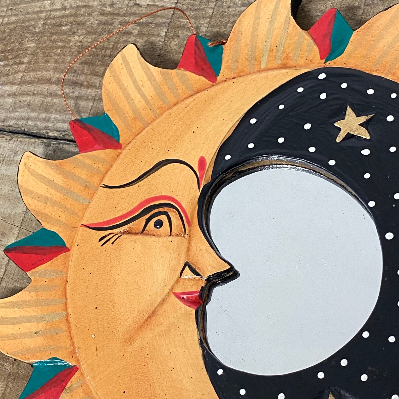 Wooden Sun and Moon Wall Hanging Decorative Mirror - Etsy