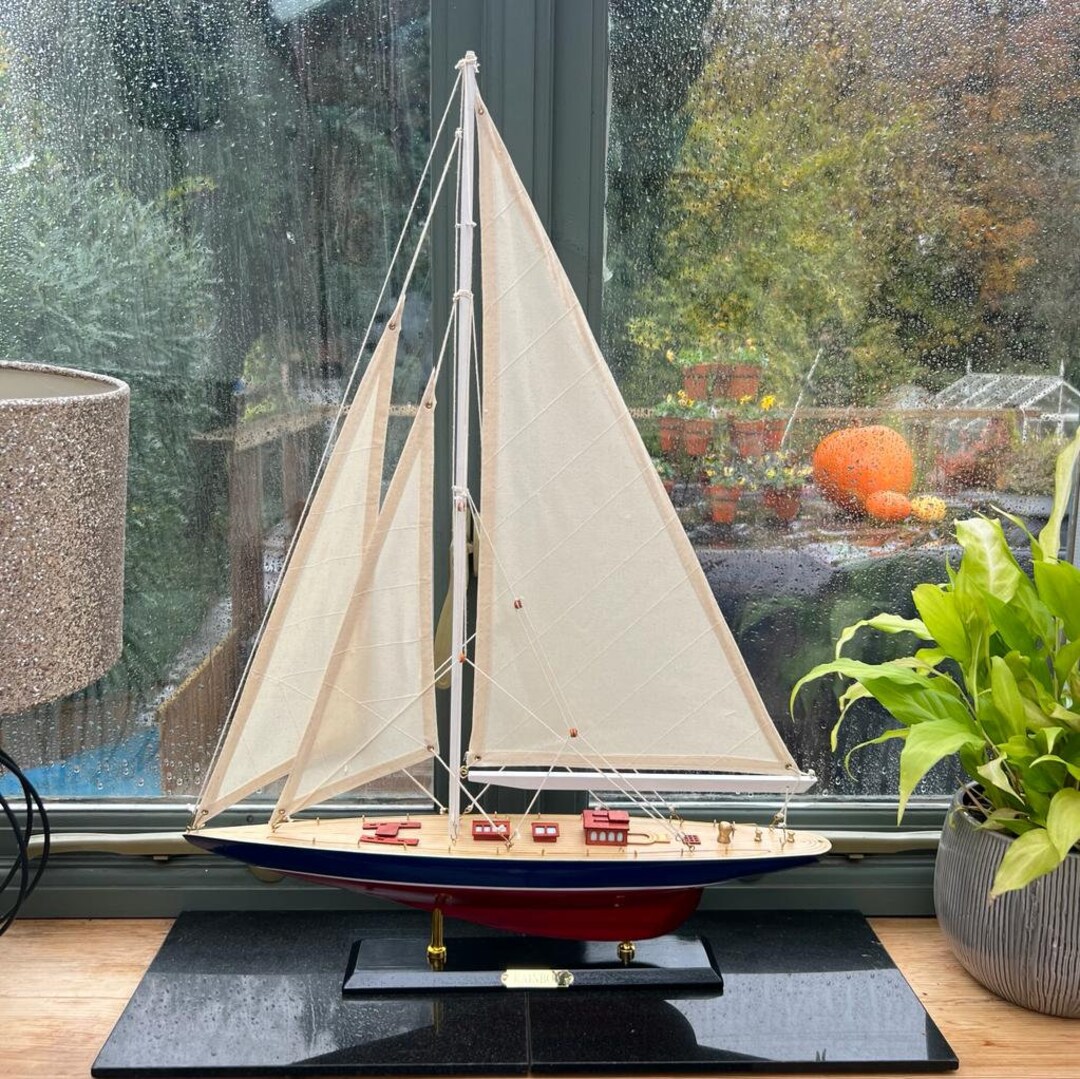 Detailed 50cm Long Wooden Model Rainbow J Class Sailing Yacht ...