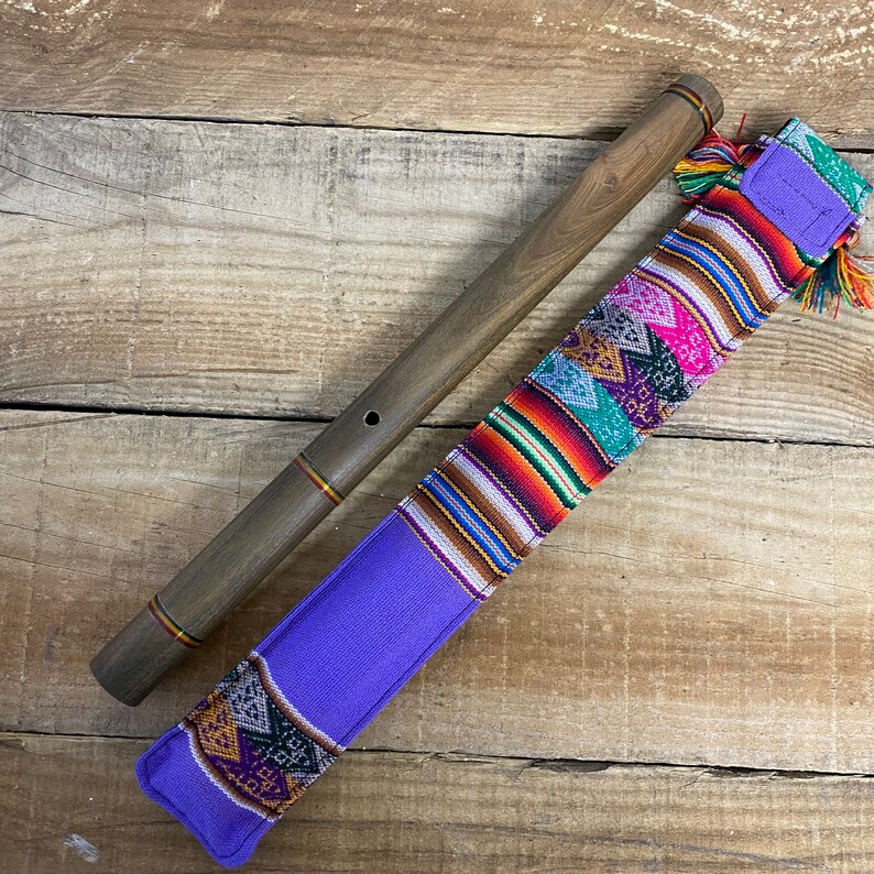 Wooden Andean Quena Jacaranda Flute With a Decorated - Etsy