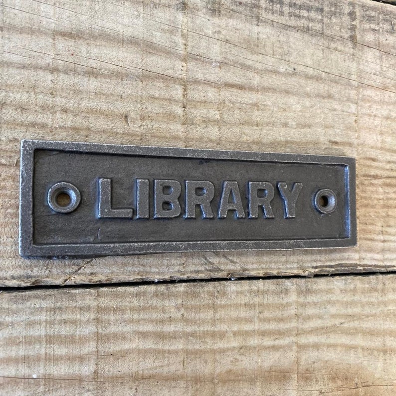 Library Cast Iron Door Plaque/sign - Etsy