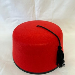 Red Moroccan Style Fez Hat With Black Tassel | Turkish Ottoman Fes ...
