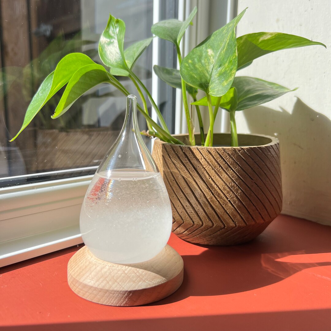 Storm Glass Tear Drop Shaped Weather Predictor Glass Barometer on a ...